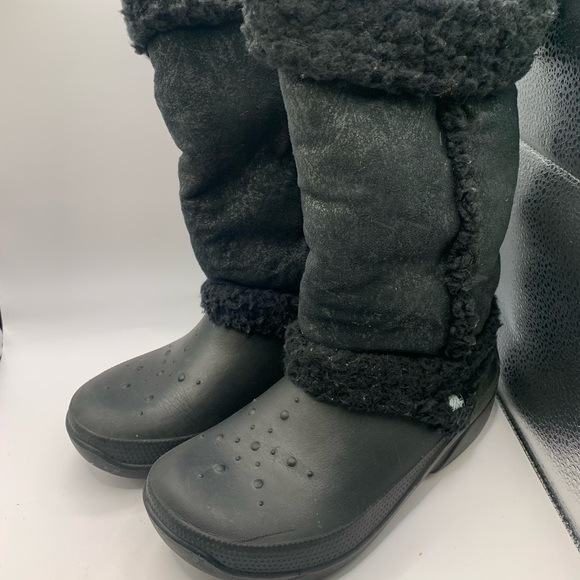CROCS | Shoes | Crocs Womens Nadia Winter Boots Sz 6 Black Fold Down ...
